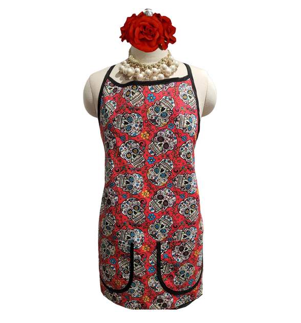 Folkloric Red Day of the Dead Apron – Bronze Baboon