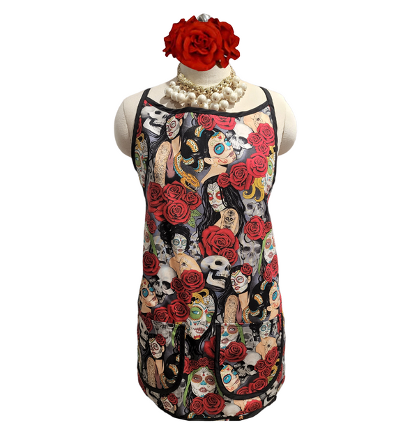 Nocturna Day of the Dead Apron – Bronze Baboon